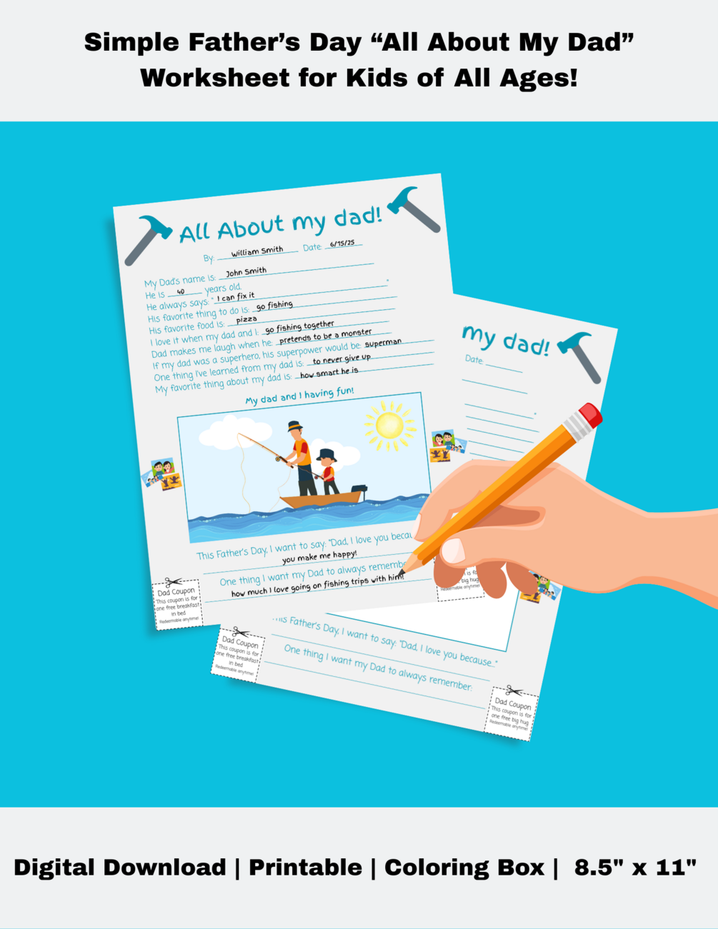 All About My Dad Father's Day Worksheet