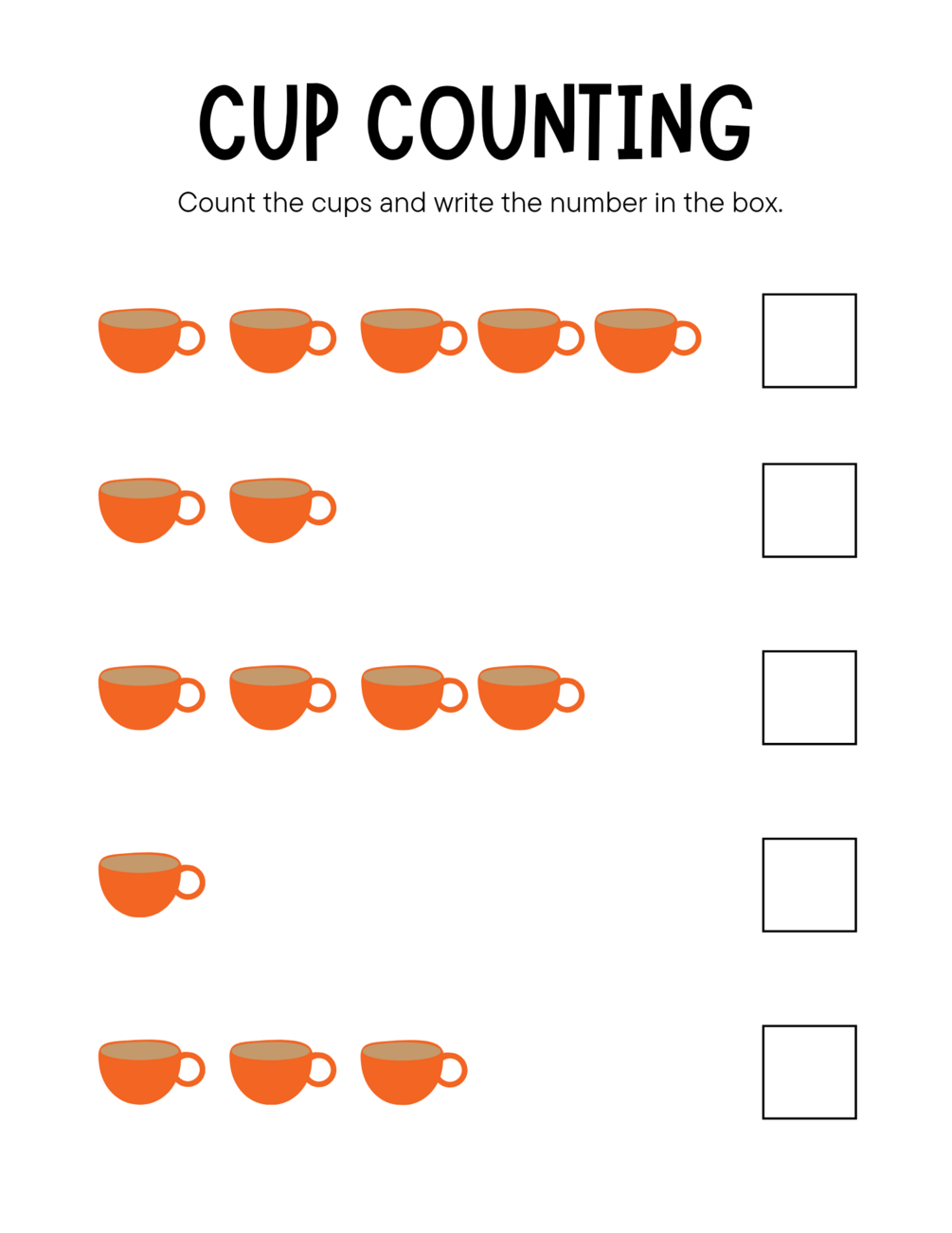COUNTING CUP WORKSHEET