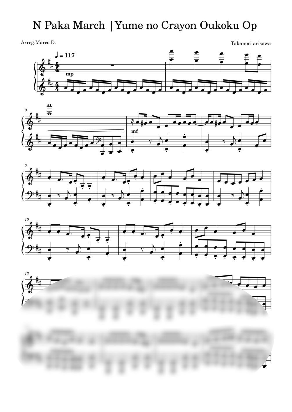 N Paka March | Yume no Crayon Oukoku Op SHEET + MIDI