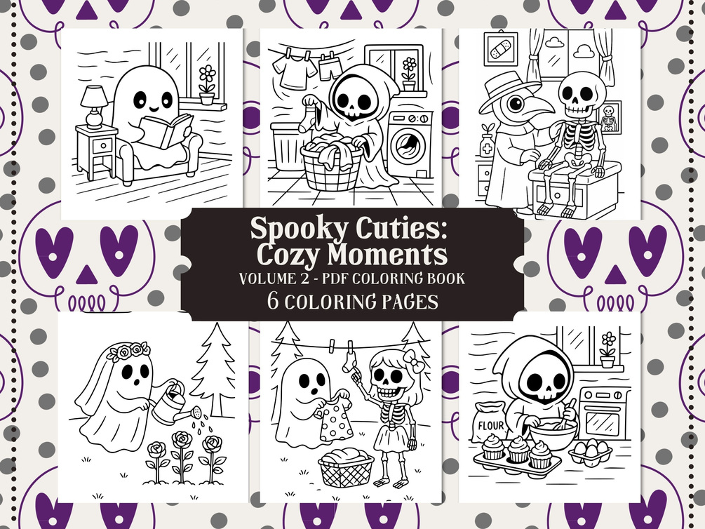 Spooky Cuties Cozy Moments Coloring Book Pages by Studio Vicky: Volume ...