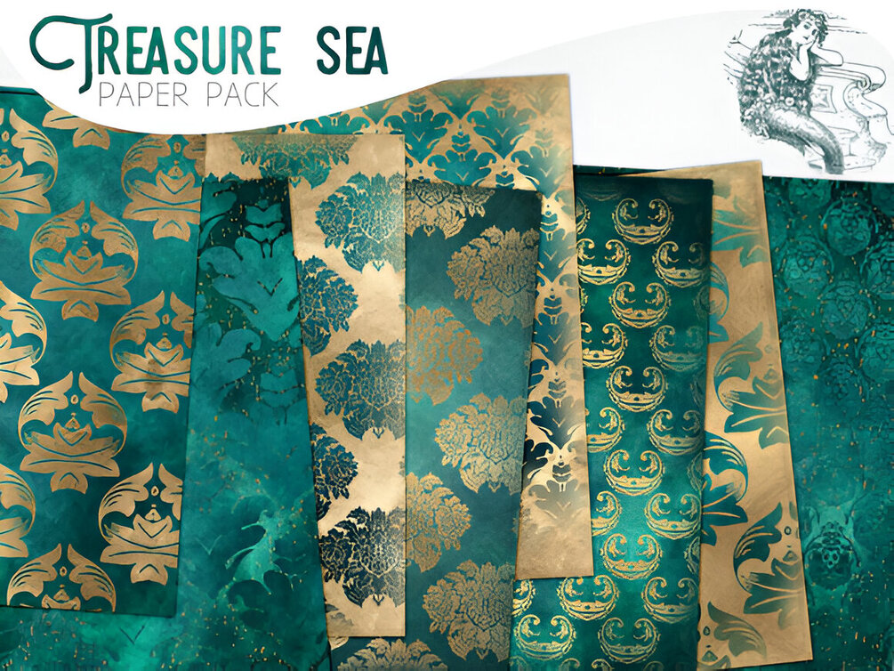 Gold Treasure Sea - Digital Paper