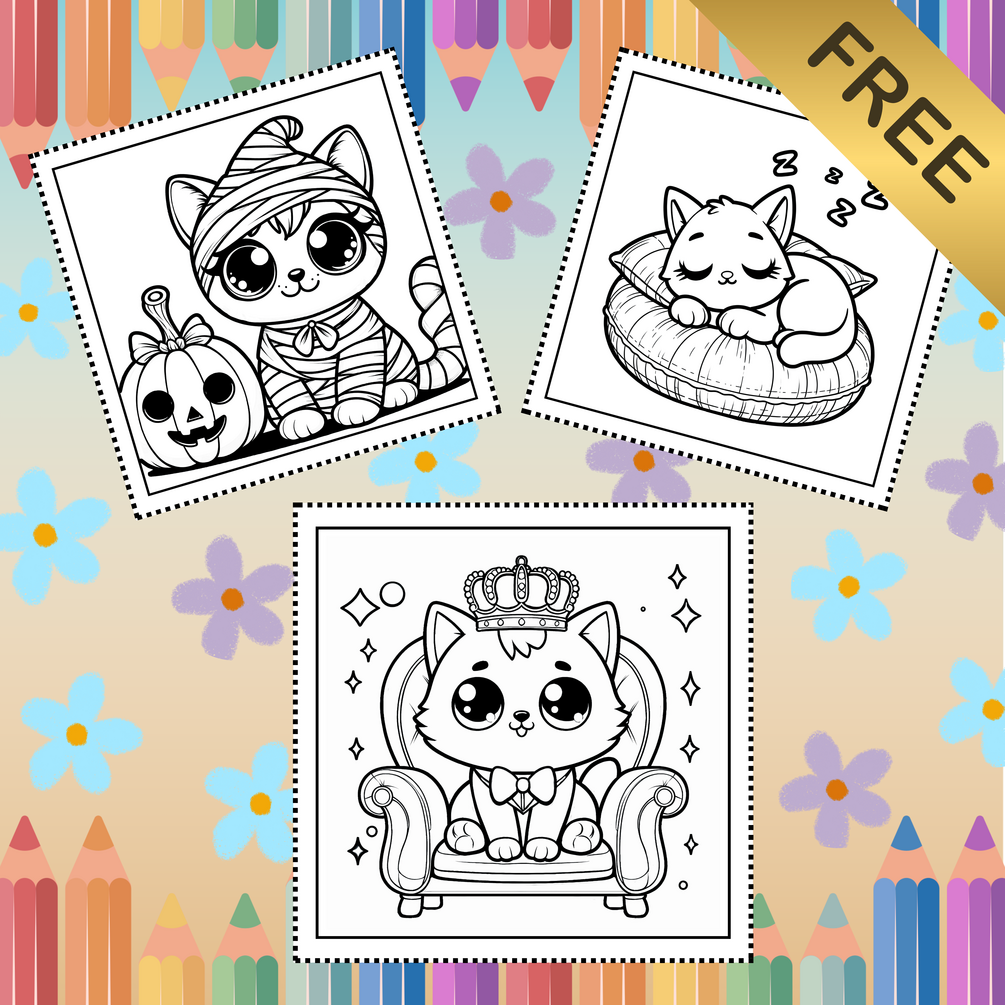 FREE 3 Page Preview of Meow Moments Coloring Book