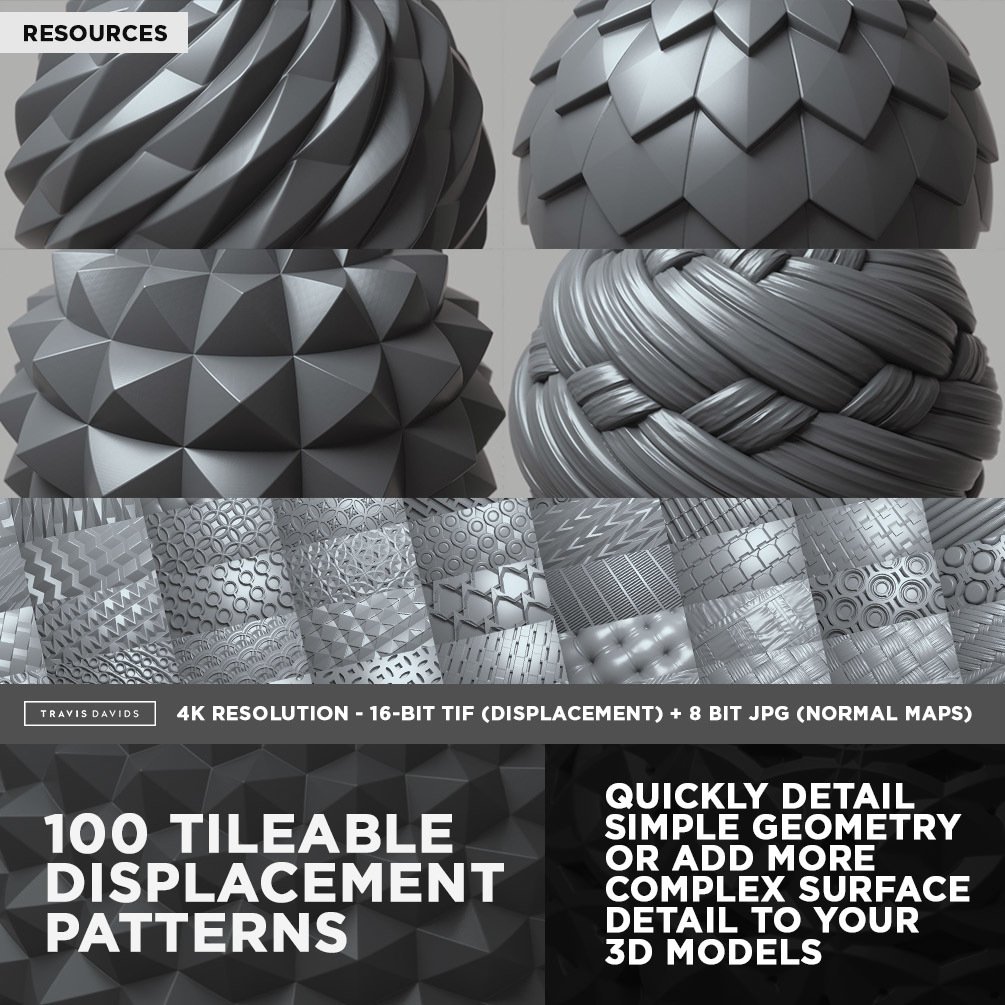 100 Tileable Displacement/Alpha Patterns Part 1