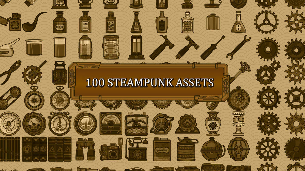 100 Steampunk Game Icons