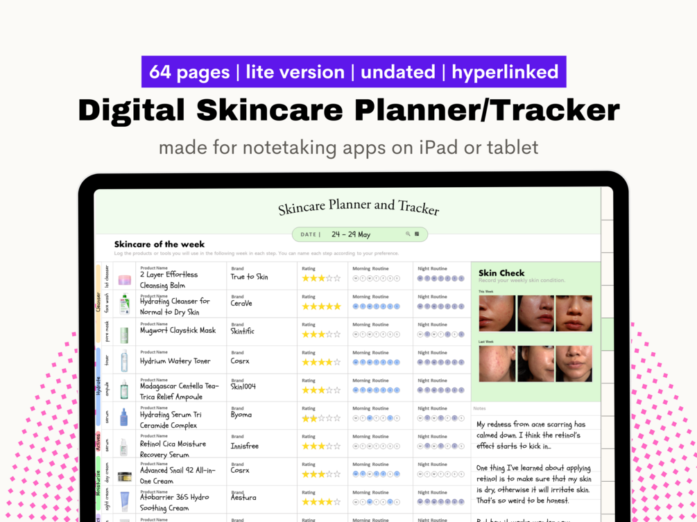 (Pastel Green) Digital Skincare Routine Planner and Tracker | Morning ...