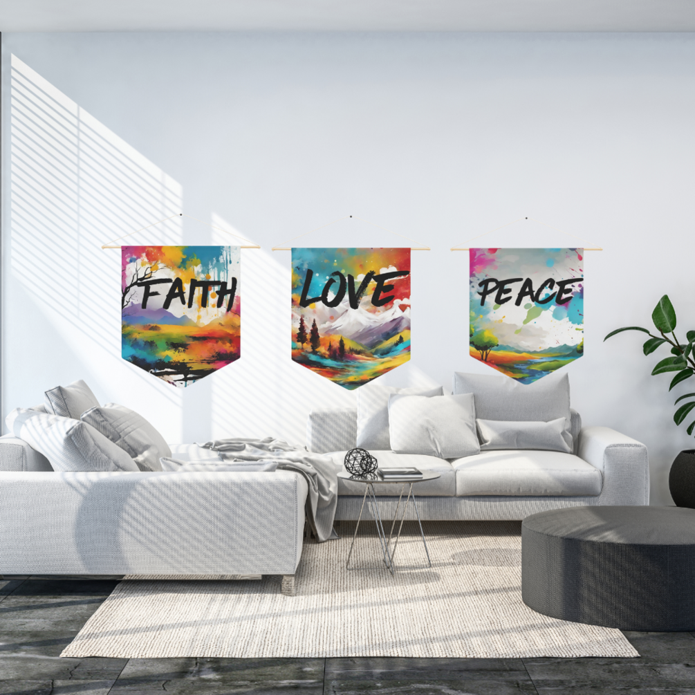 Colorful Amazing Grace Lanscape. Pennant wall art for home decor