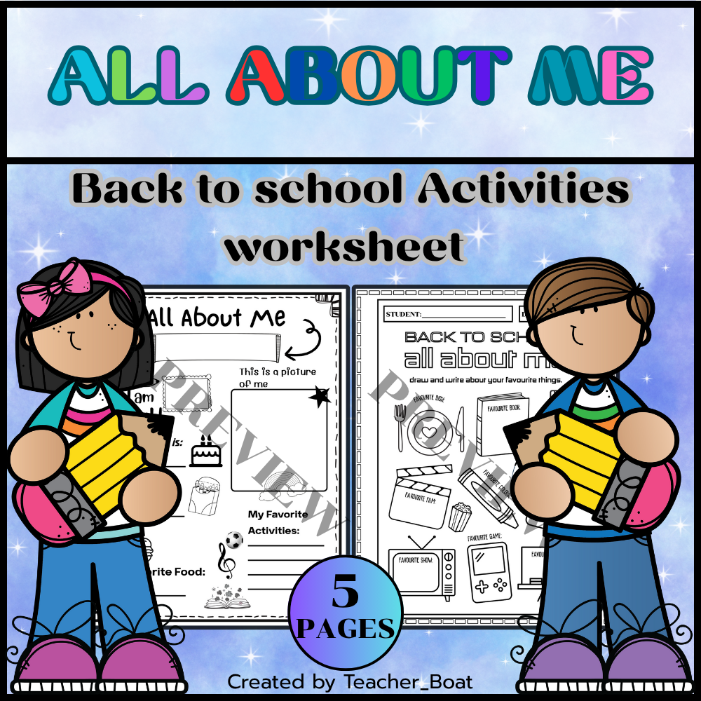 All About Me - Back to School Activities Worksheets | First Week of School