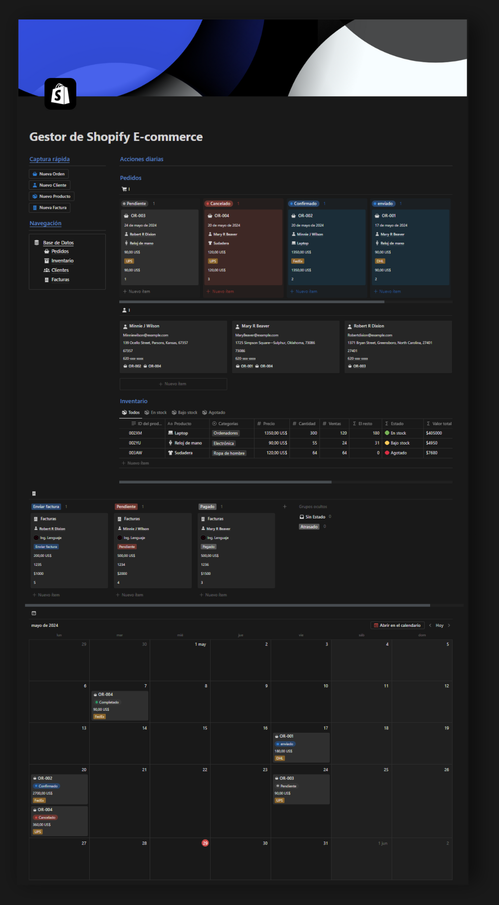 Gestor de Shopify E-commerce