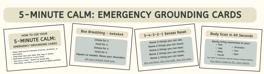 5-Minute Calm Emergency Grounding Cards