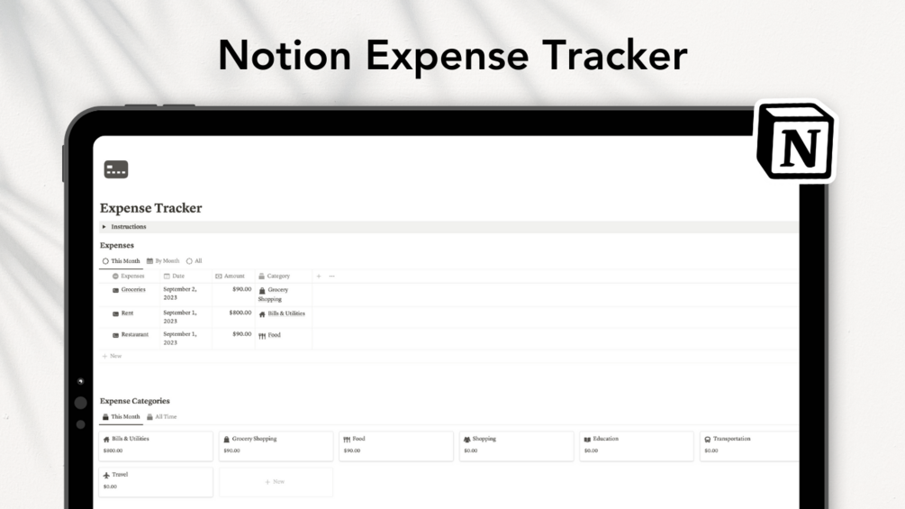 Expense Tracker, Notion Template