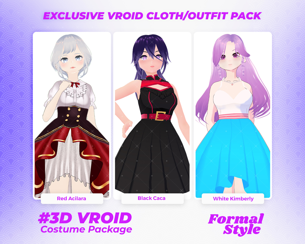 Alluring Formal Wear for VRoid Girl Streamers - VRoid Clothing Pack ...
