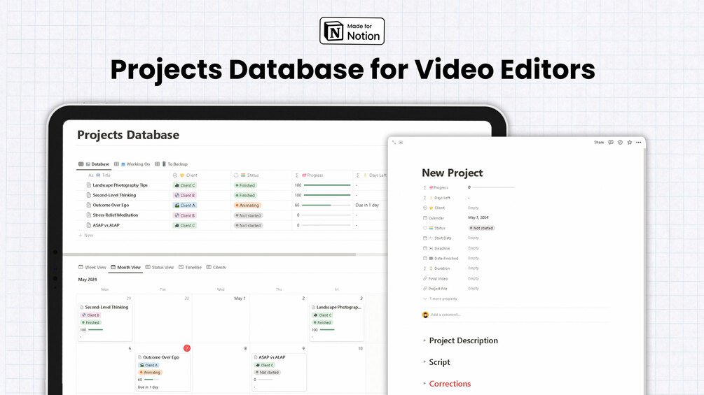 Projects Database for Video Editors