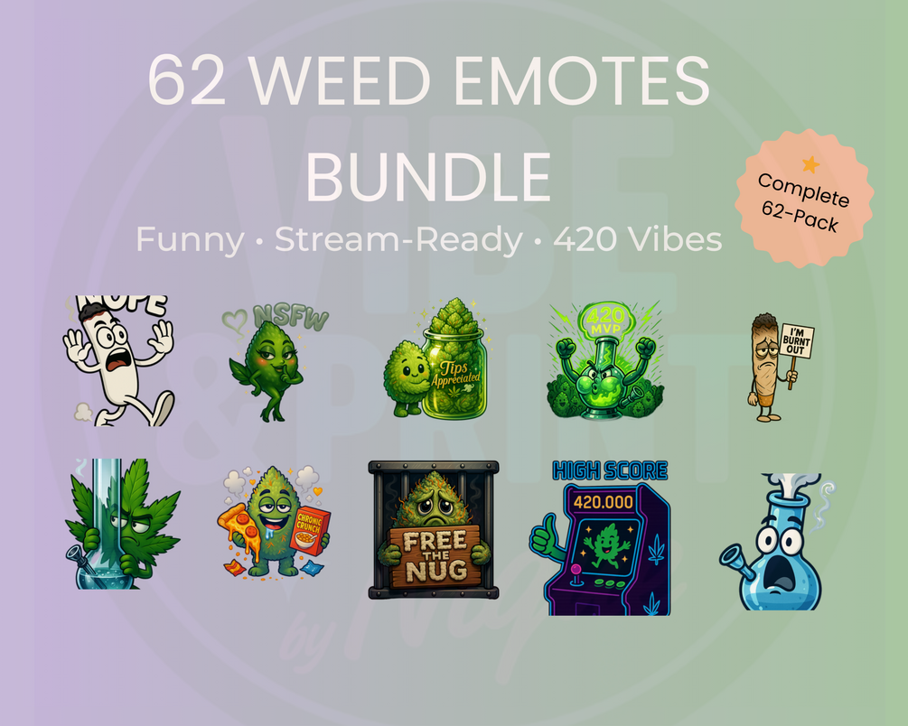 62 Weed Emote Bundle | Funny Cannabis Twitch, Discord & YouTube Emotes ...