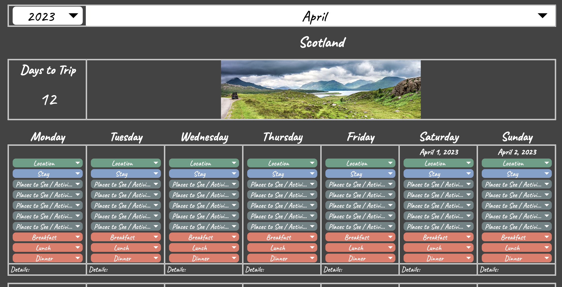 Travel Calendar - Plan and Organize Your Trip