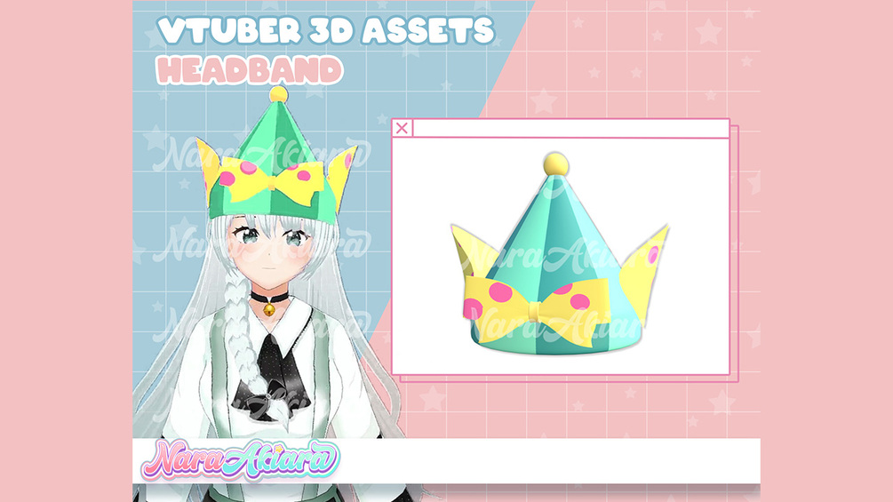 3D Vtuber Assets Green Triangle Headband Vroid Commission, 3D assets ...