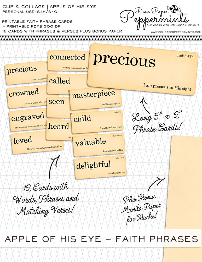 Apple of His Eye | Mini Vintage Manila Word & Phrase Cards