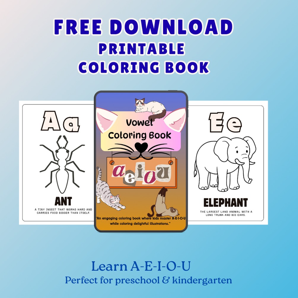 Free Printable Vowel Coloring Pages (PDF)