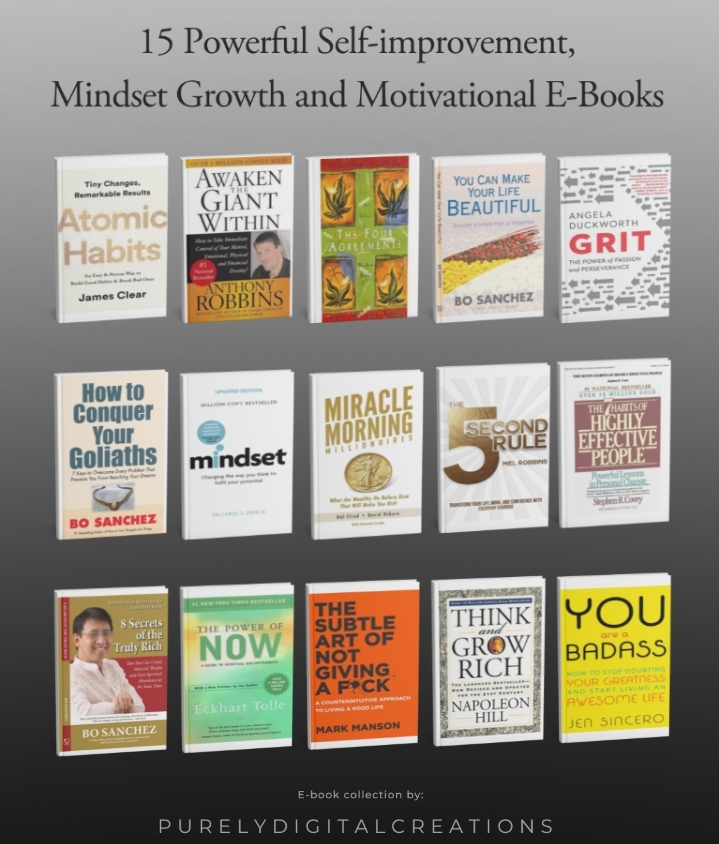 15 POWERFUL Self-improvement, Mindset Growth and Motivational E-Books ...