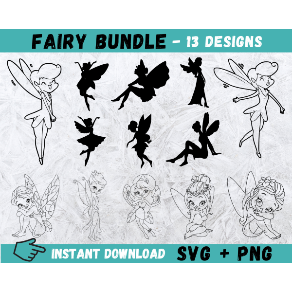 Fairy SVG, Cartoon Svg, Fairy Silhouette, SVG Cricut, Fairy Bundle SVG ...