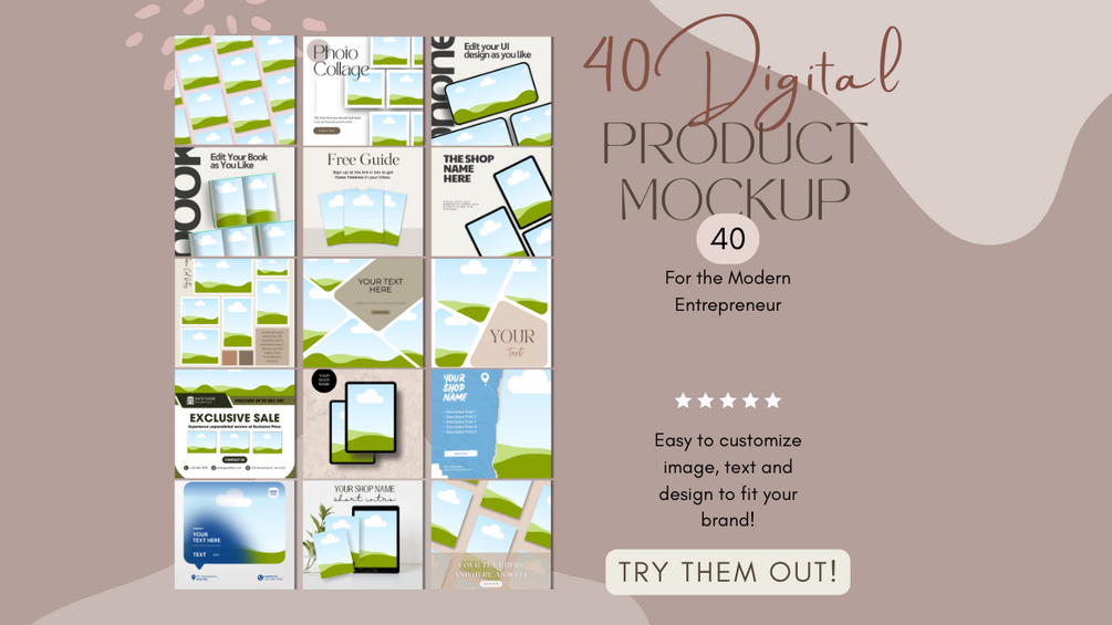 40 Digital Product Mockups | Digital Mockup | Canva Template | iPhone ...
