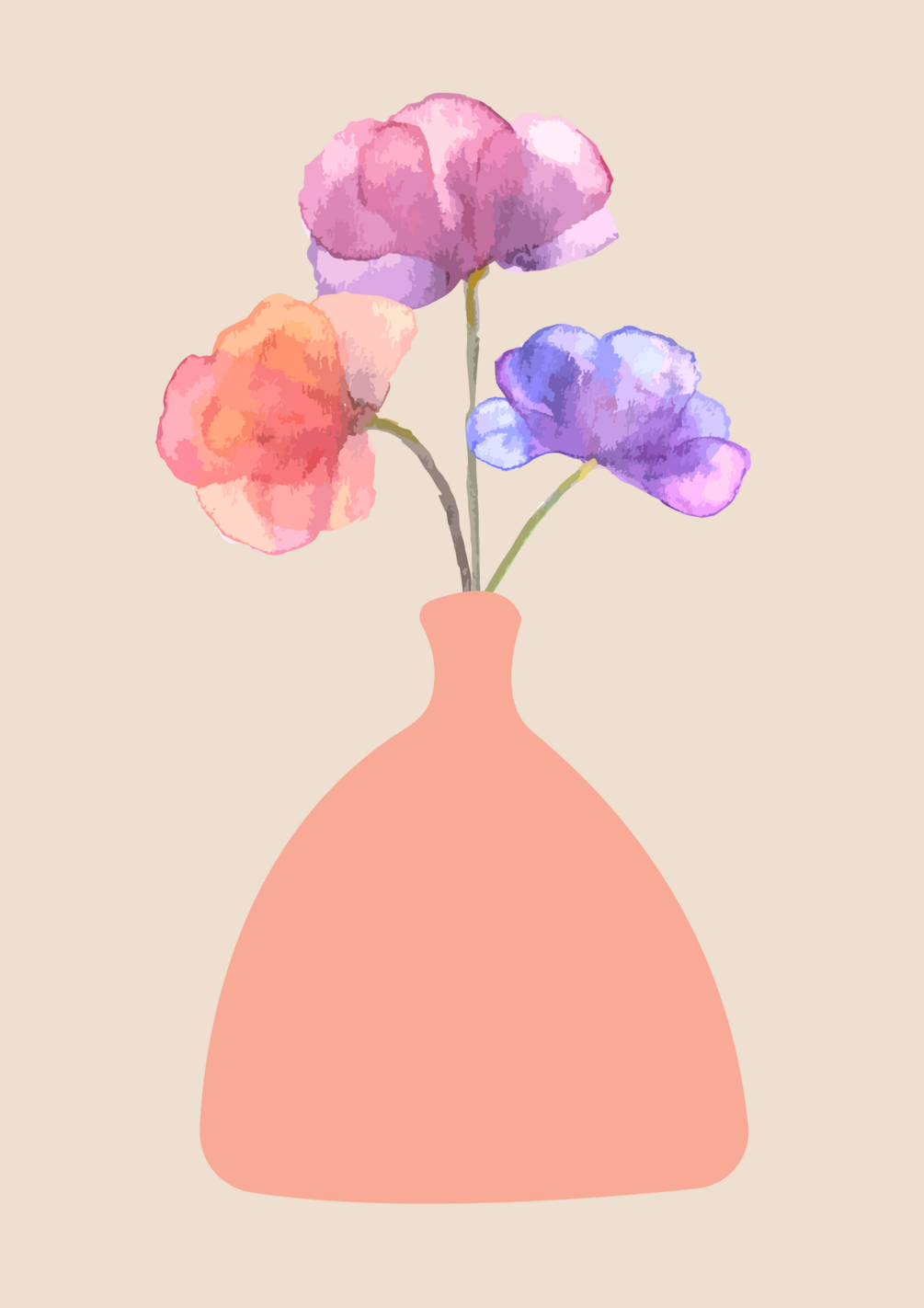 Colorful Watercolor Wall Decoration Flower Poster A2 version 1