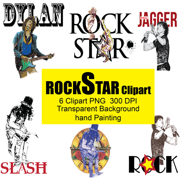 Set of clipart of rockstars PNG 300 DPI