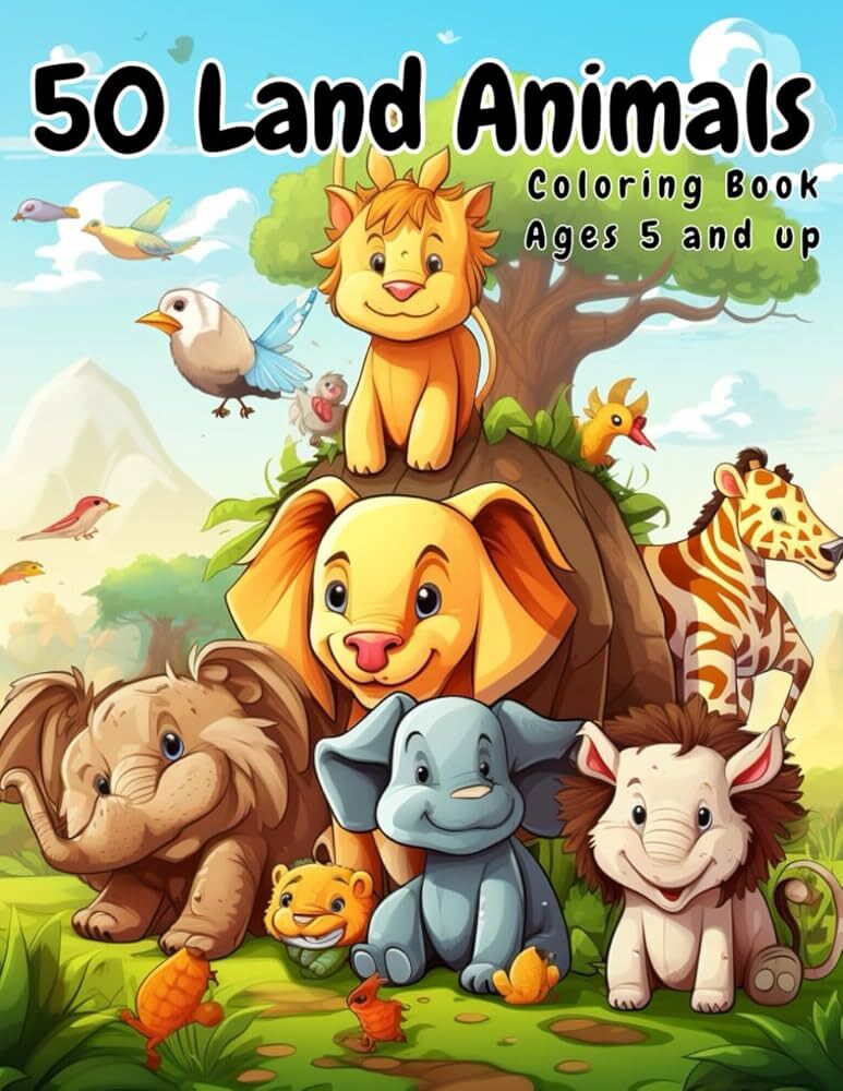 COLORING BOOK OF 50 ANIMALS IN THE LAND
