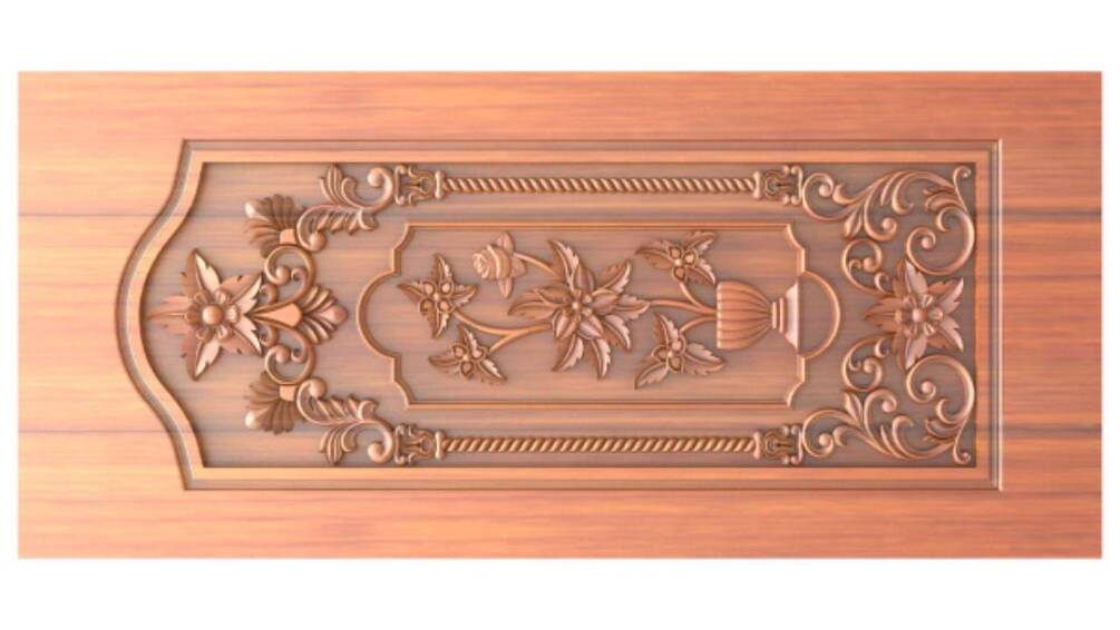 Elegant Floral Wooden Door Design - Digital ArtCAM File