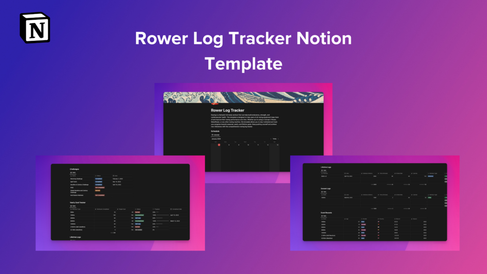Rower Log Tracker Notion Template