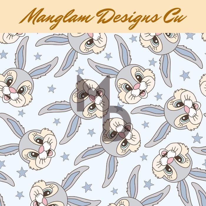 Easter cute bunny seamless repeat pattern, spring boy blue seamless ...