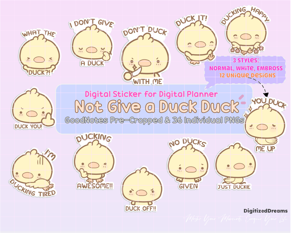 Duck it digital sticker pack, curse duck sticker, cute duck sticker ...