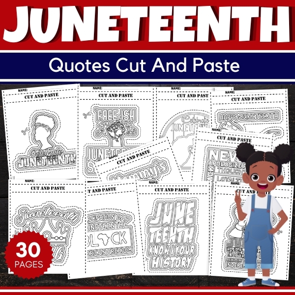 Juneteenth Quotes Cut And Paste worksheets - Fun June Scissors Skills ...