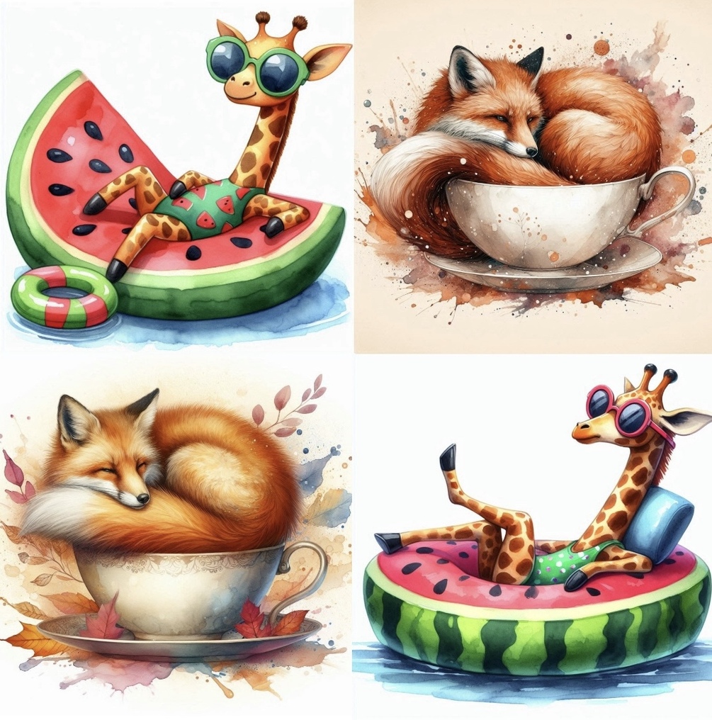 Creative, abstract animals-( Fox;Giraffe).