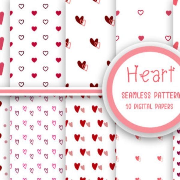 Heart Seamless Pattern Digital Papers