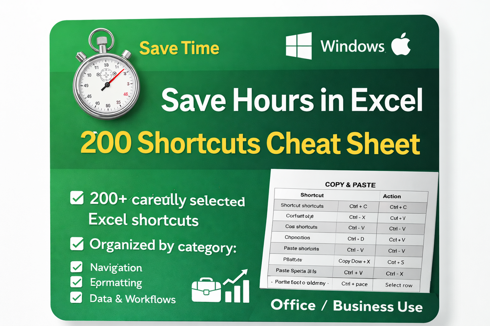 200 Excel Shortcuts That Save You Hours Every Week (Beginner → Advanced)