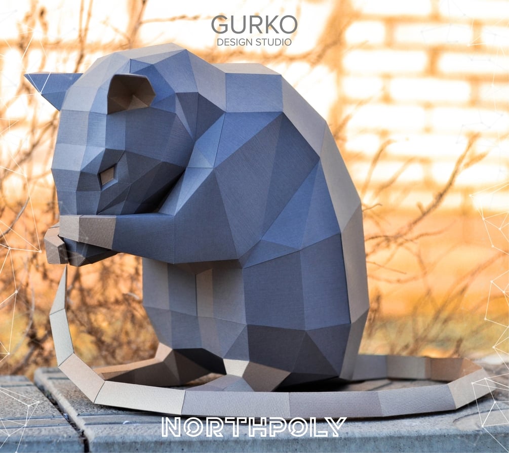 Papercraft Rat Covers His Face, Pdf, Gurko, Pepakura, Template, 3D ...