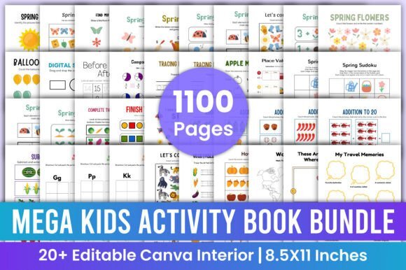 About Mega Kids Activity Book Bundle Canva Kdp Graphic