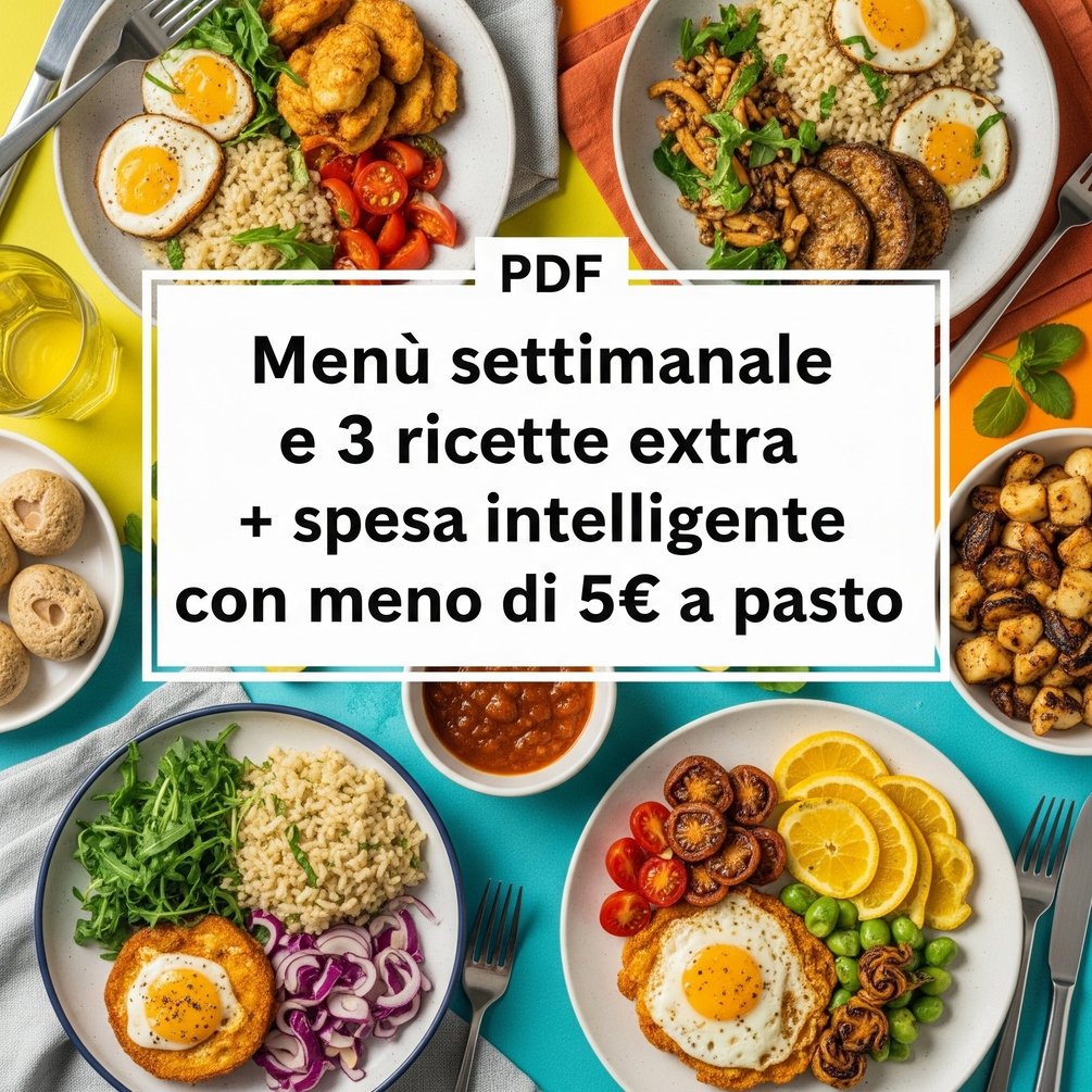 “Menù settimanale e 3 ricette extra + spesa intelligente con meno di 5€ a pasto” (PDF con ...