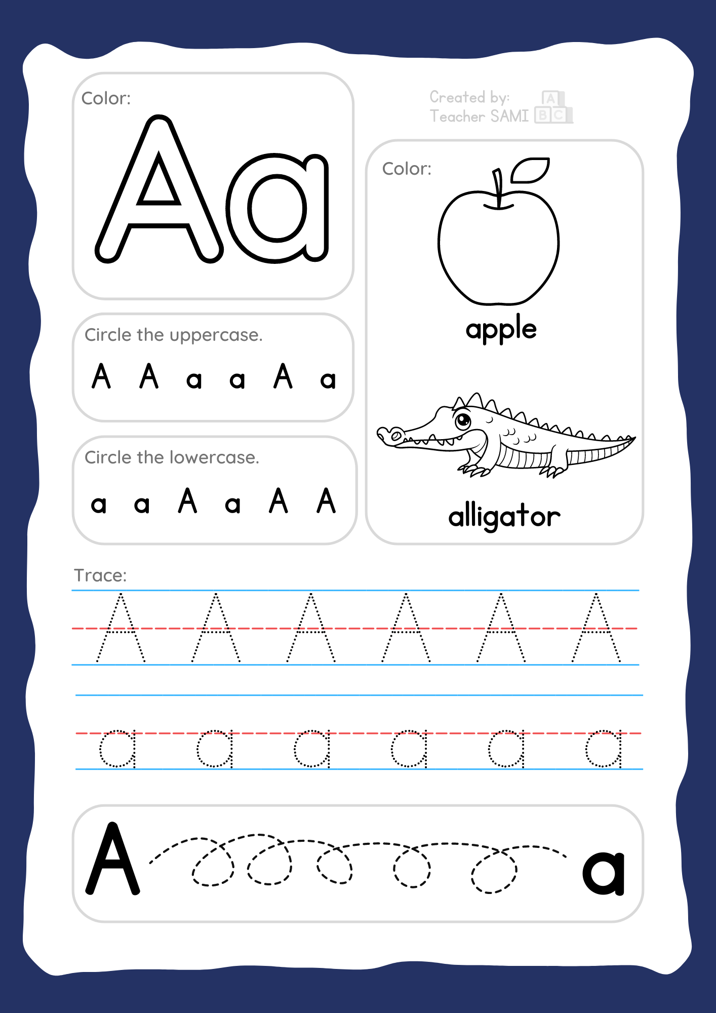 A to Z Words, Pictures, Matching, Coloring and Tracing