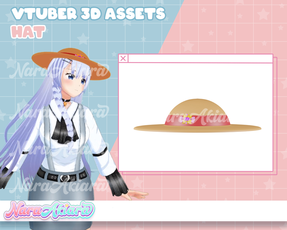 3D Vtuber Assets Hat V2 Vroid Commission, 3D assets ready to use vtuber ...