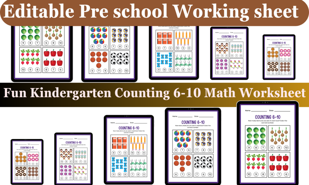 Fun Kindergarten Counting 6-10 Math Worksheet