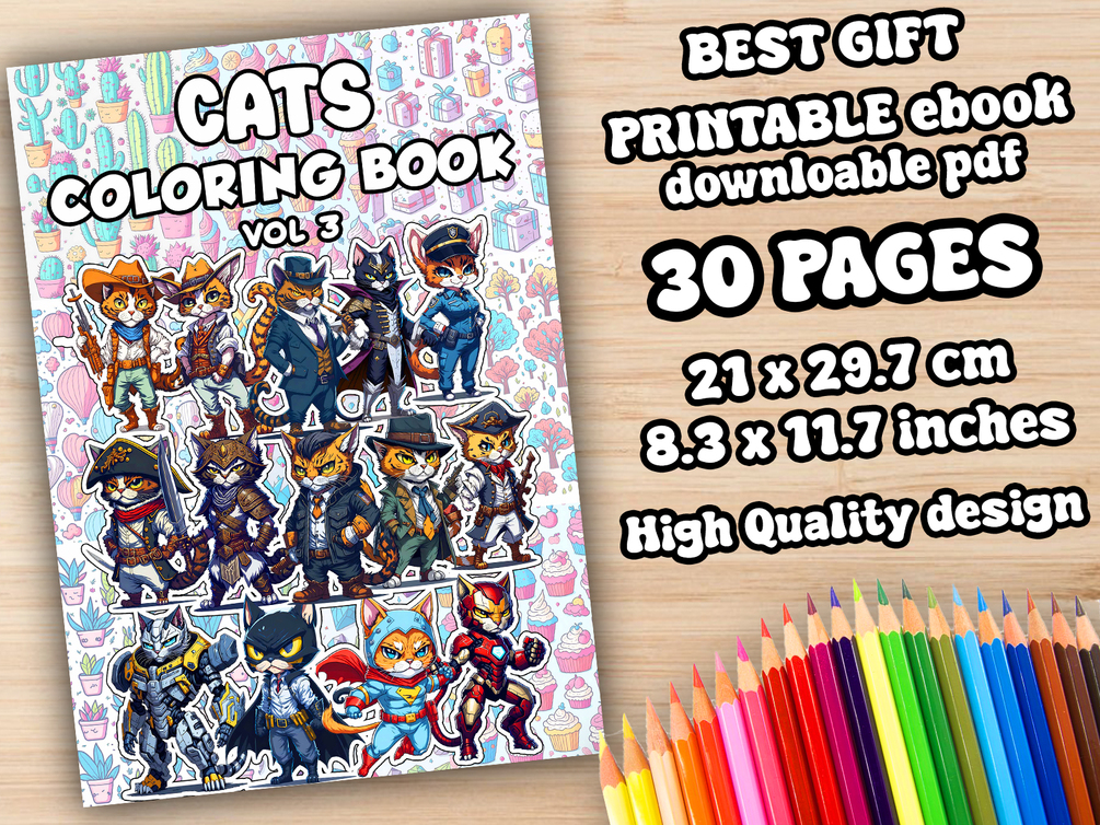Cats coloring book Vol. 3 - printable PDF