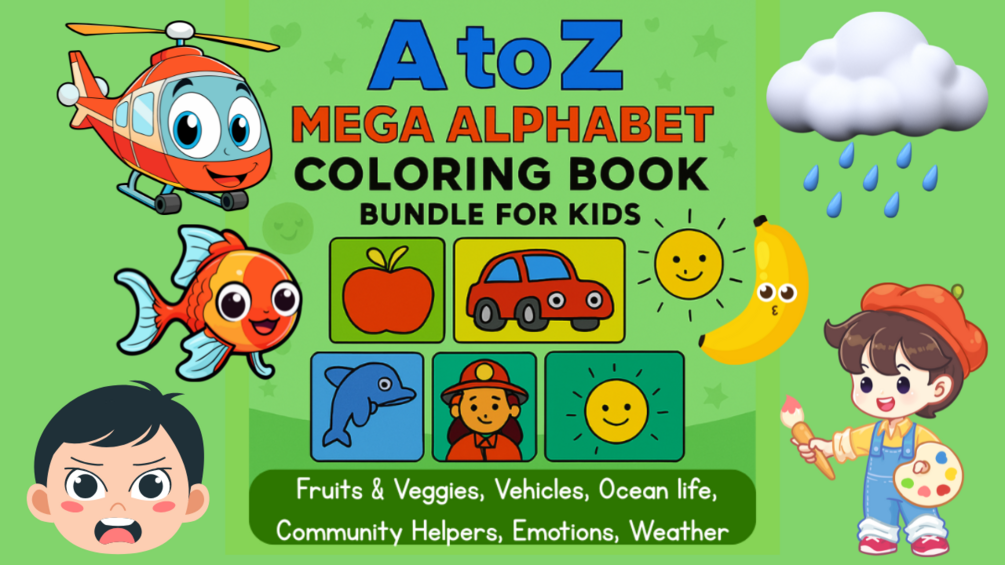 A to Z Mega Alphabet Coloring Book Bundle for Kids – 156 Printable PDF ...