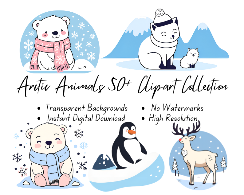 Arctic Animals 50+ Clipart Collection | High-Resolution Digital ...