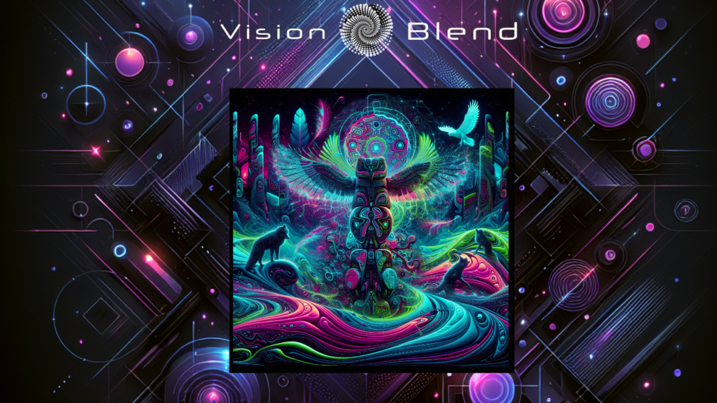 Exclusive Psytrance Cover Art -Psychedelic Feathered Totem