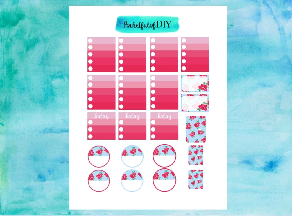 Purple Rosette Add-on Kit // Purple & Red Floral Planner Stickers (100% ...
