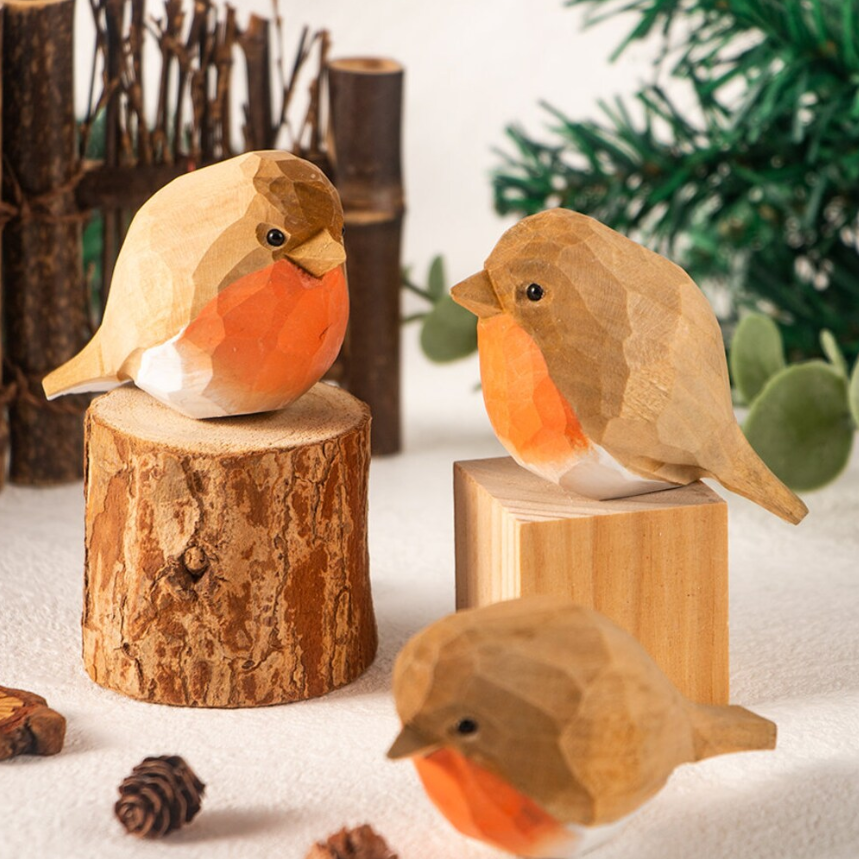 Robin Bird sculpture,Wood carvings,Wood carving ornaments,Painted ...