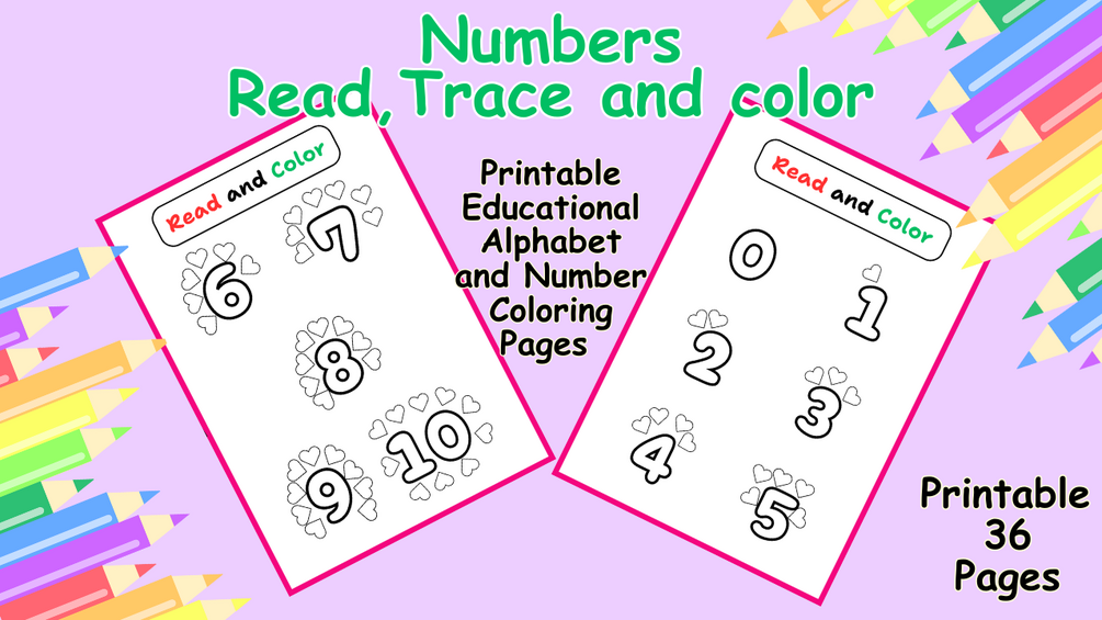 Read, Trace and Color pages for kids