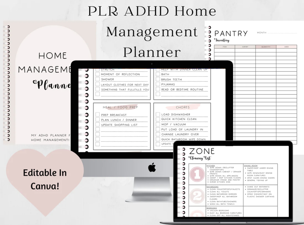 ADHD Home Management Planner | Editable Digital Planner