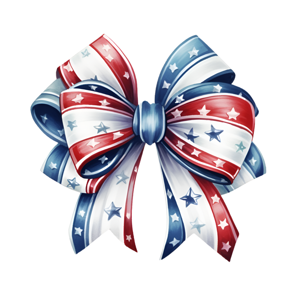 Americana Patriotic Bow Watercolor Clipart